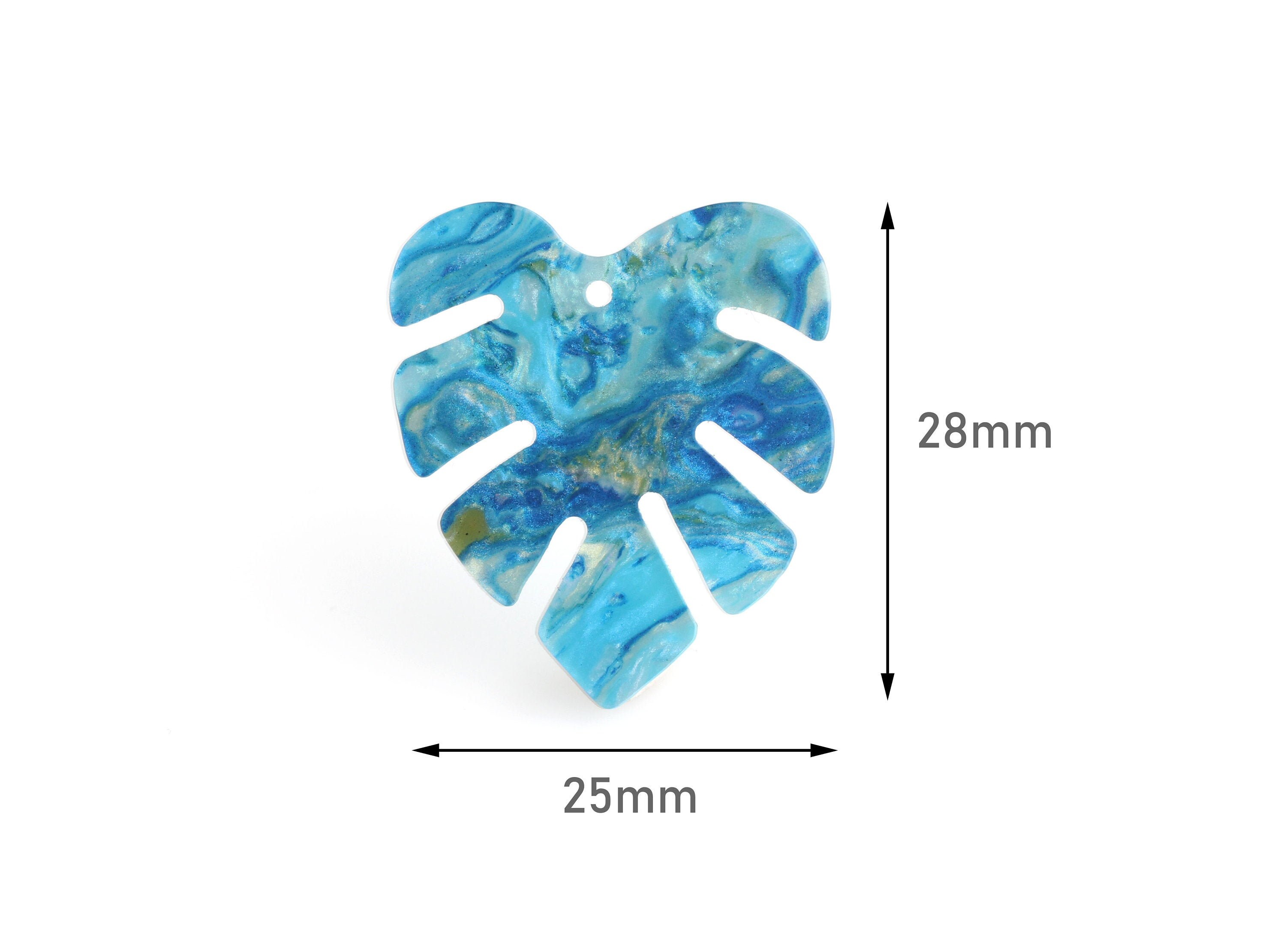 2 Light Blue Charms, Palm Leaf Earring Supplies, Acrylic Jewelry ...