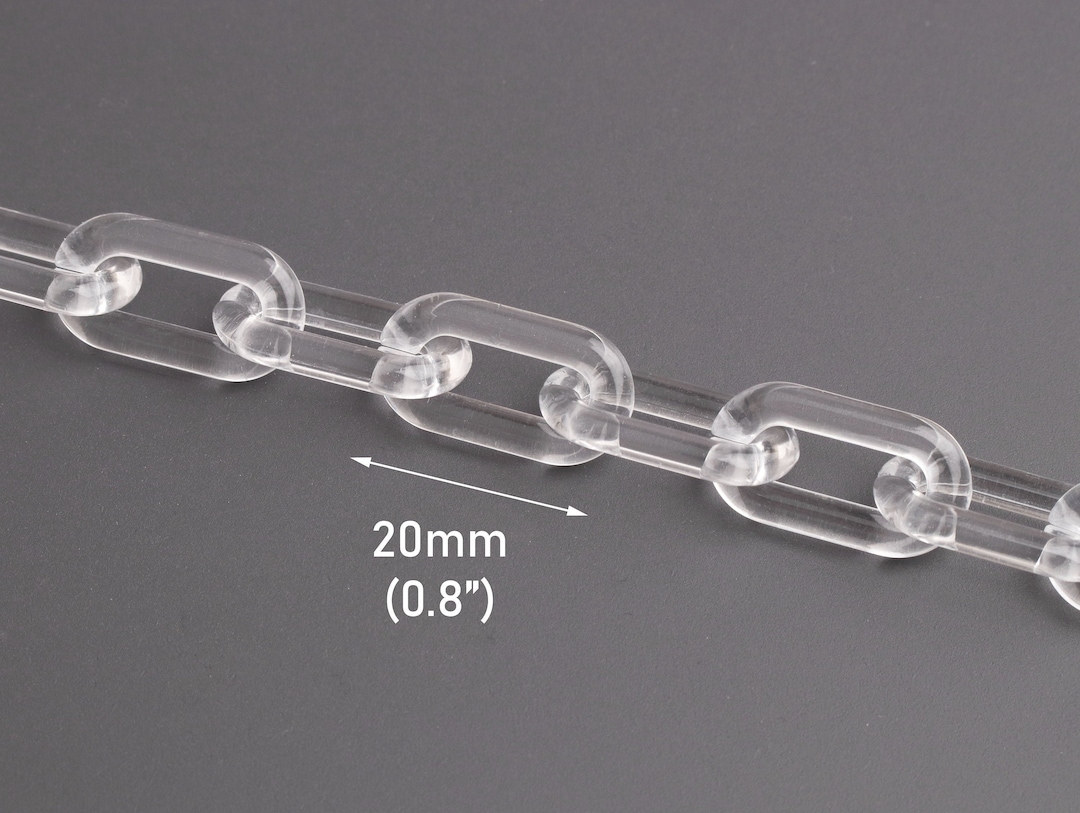 1ft Crystal Clear Acrylic Chain Links, 20 X 11mm, Paperclip Chain ...