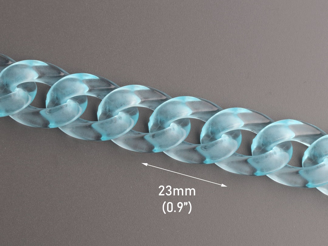 1ft Sky Blue Plastic Chain Links, 23mm X 17mm, Lucite Bracelet Curb ...
