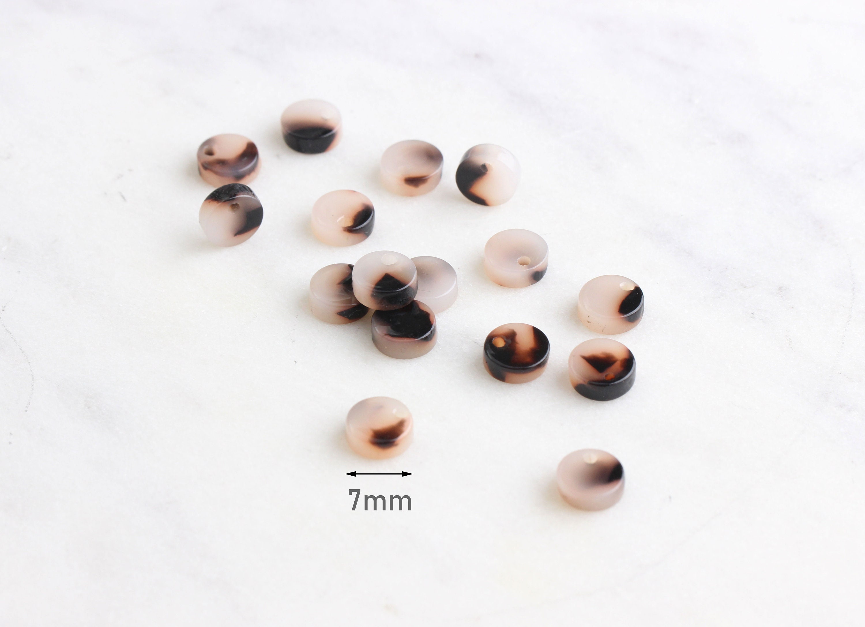 10 Tiny 7mm Coins, Acetate Charms Tortoise Shell Pattern, Coin Shape ...