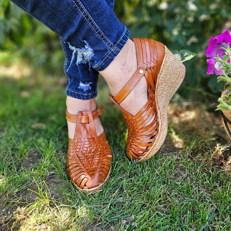 Leather Closed Toe Wedge - Etsy