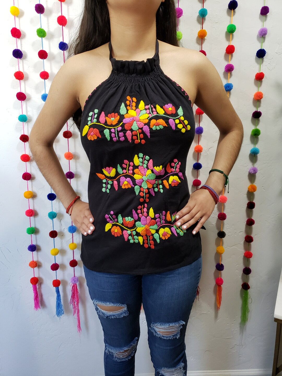 Mexican Embroidered Halter Top|| Embroidered Top|| Mexican Blouse for ...