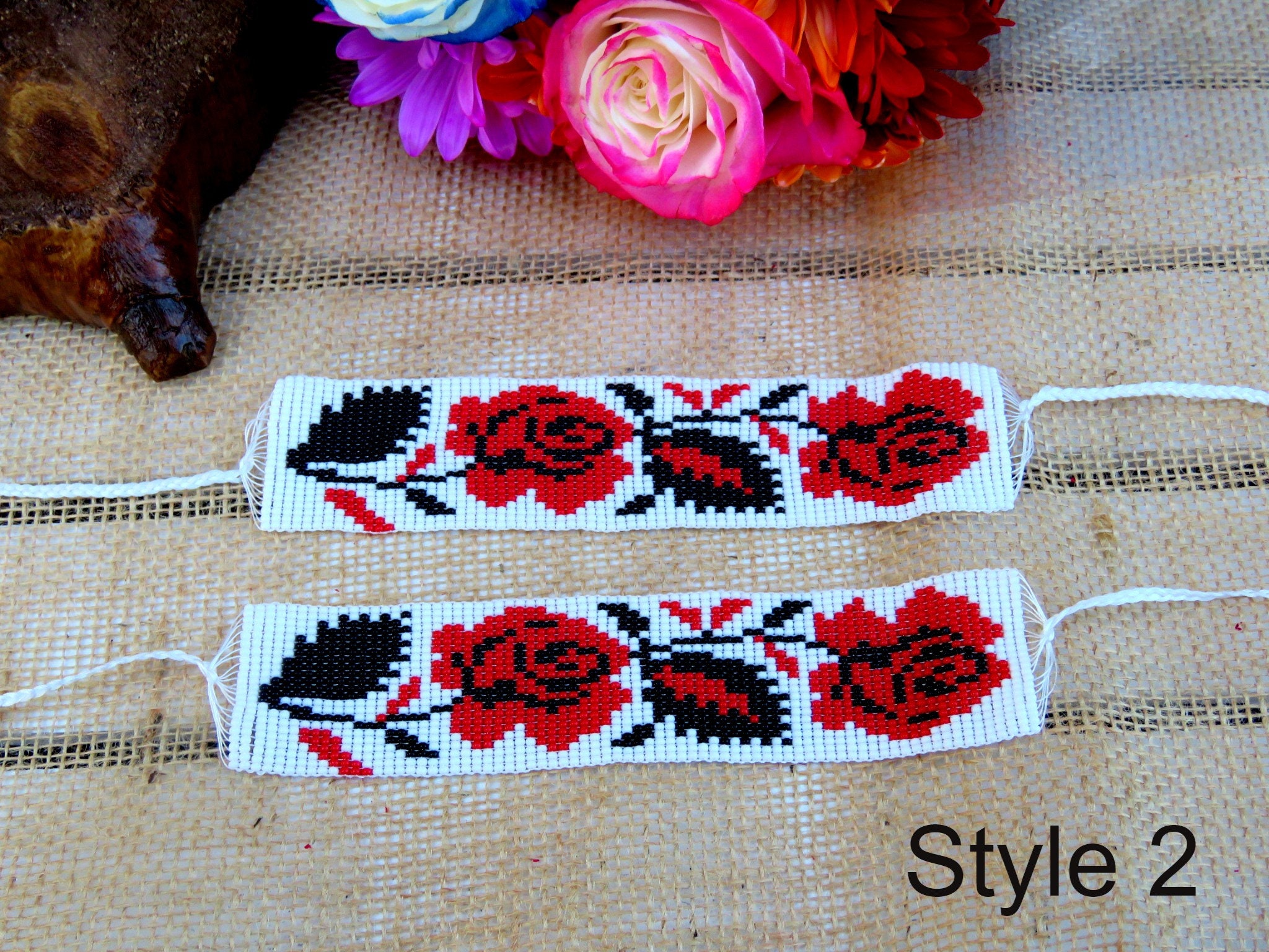 Roses Beaded Anklets//la Rosa Mexican Anklet//beaded Huichol - Etsy