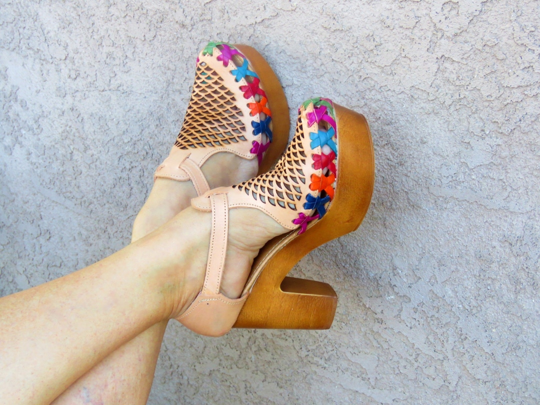 FINAL SALE Nelly Mexican Wedges/high Heel Huarache Sandal//mexican ...