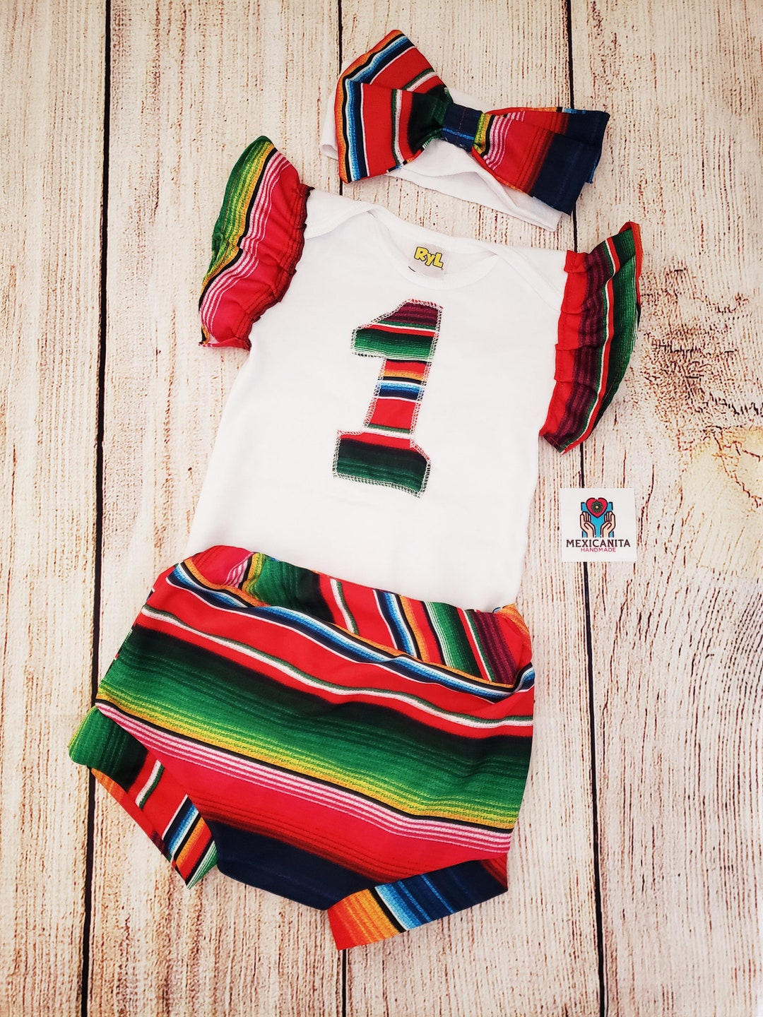 Mexican Serape First Birthday Outfit Girl: Fiesta Handmade Set - Etsy