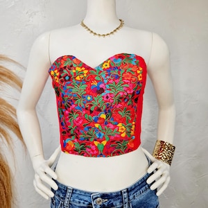 Mexican Embroidered Crop Top: Fiesta Blouse, Adjustable Back - Etsy