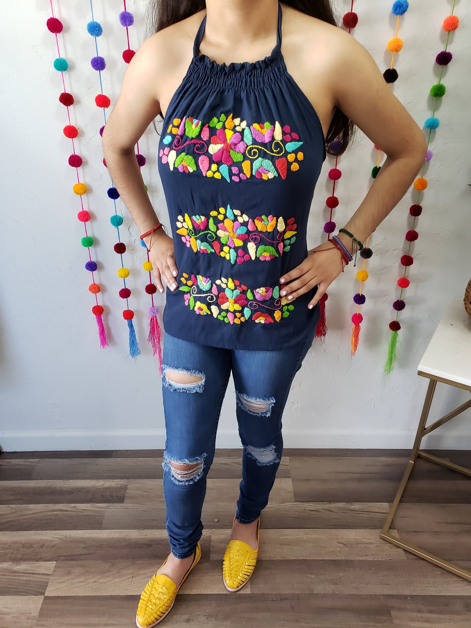 Mexican Embroidered Halter Top: Fiesta Blouse - Etsy