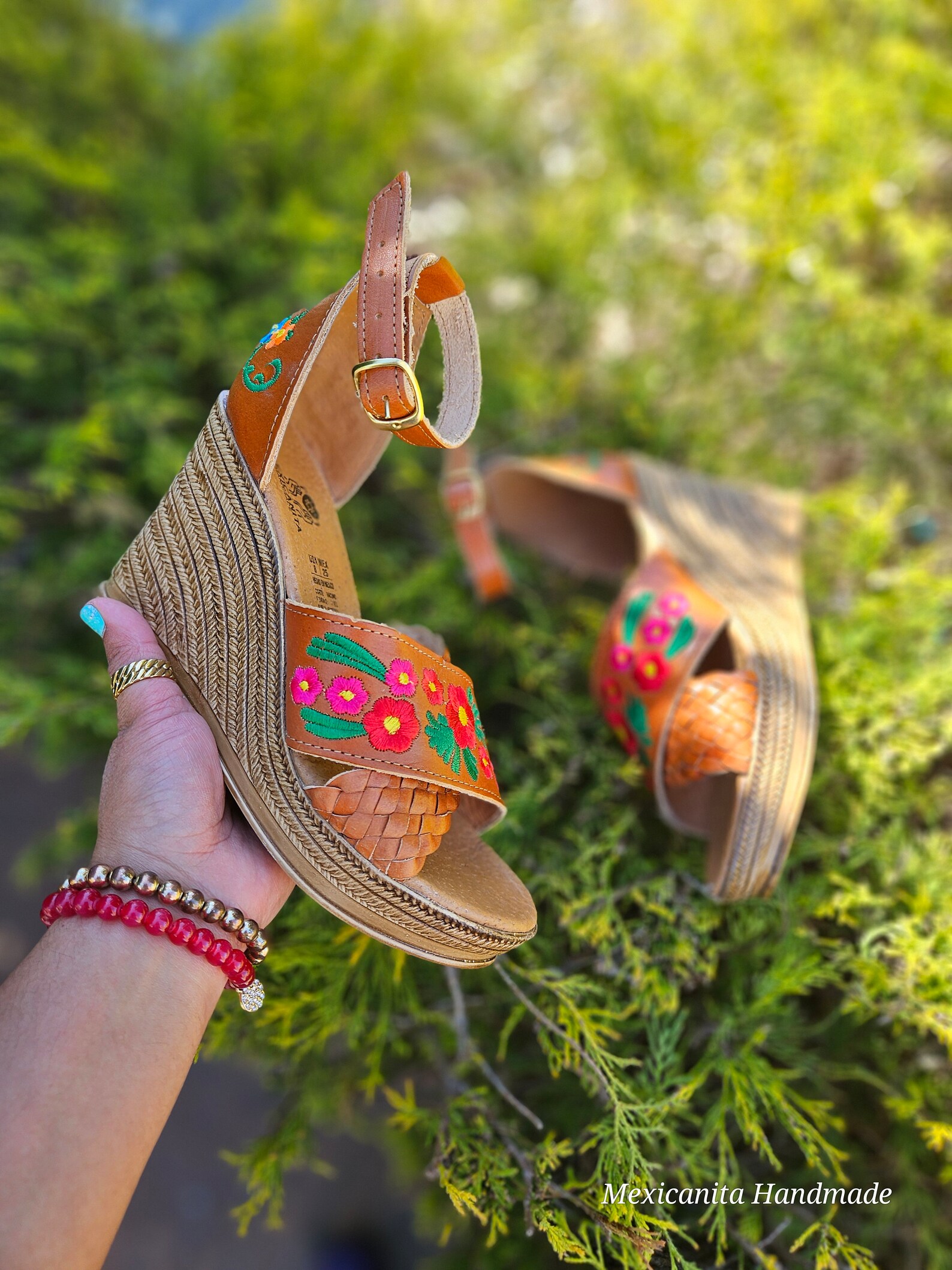 Mandys Brown//mexican Huarache//mexican Wedge Sandal//mexican Heels ...