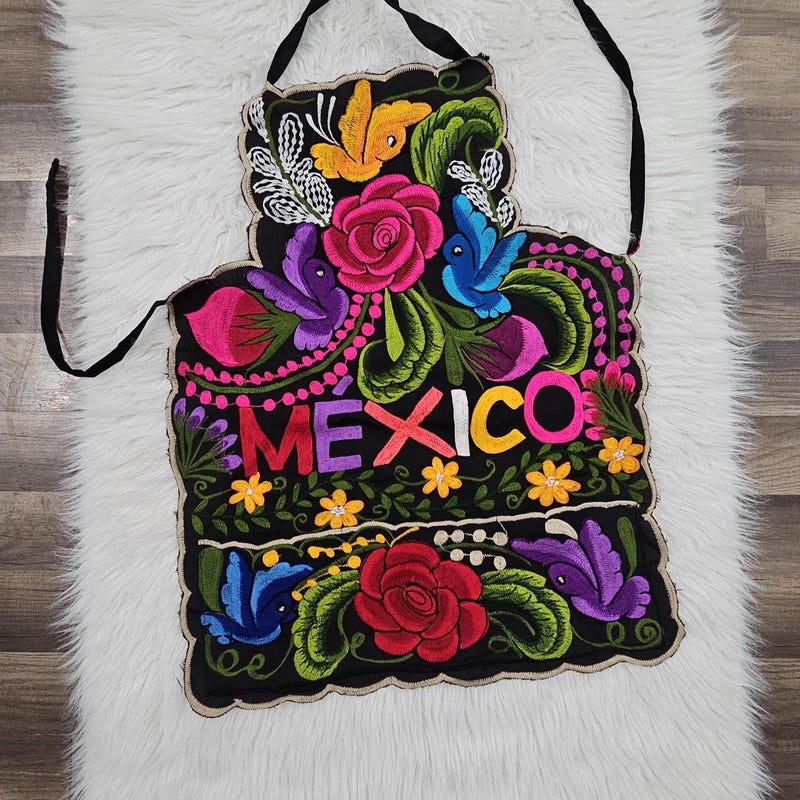 Mexican Embroidered Apron - Etsy