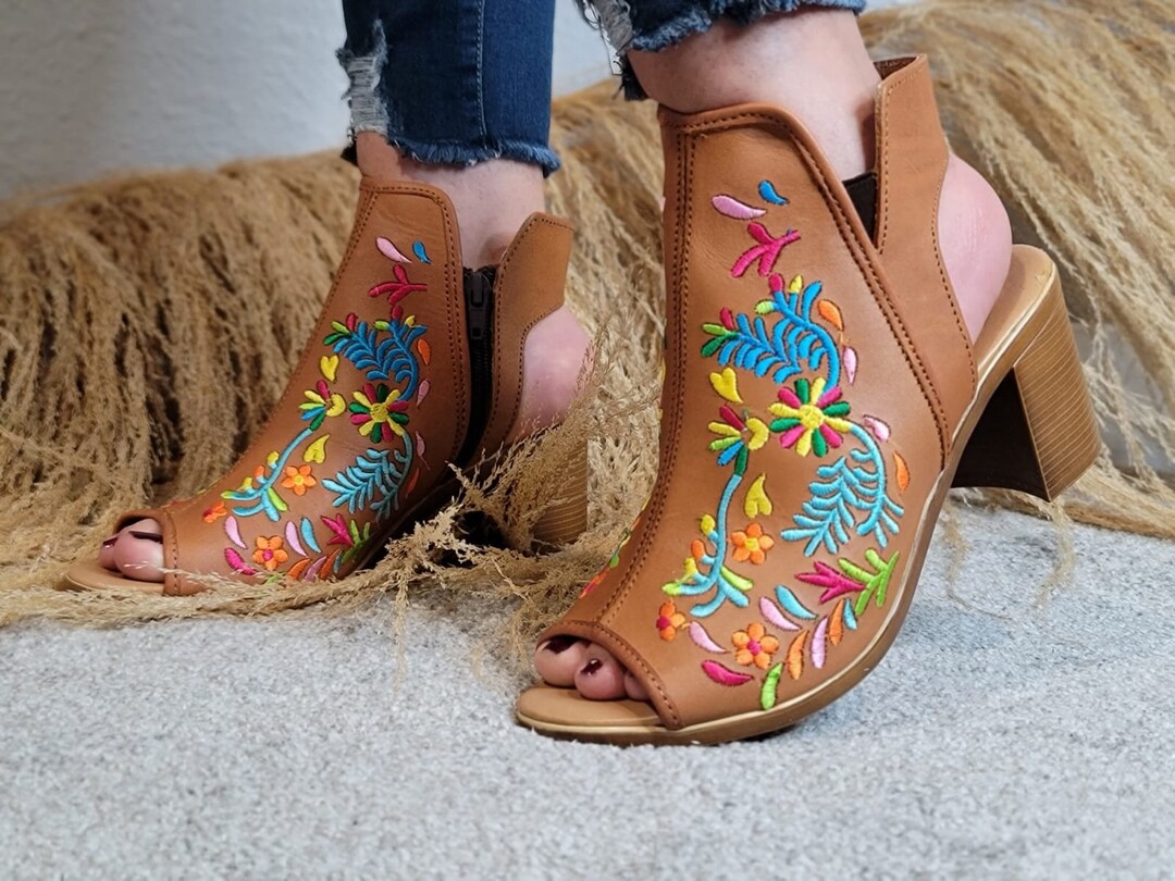 Maribel Emboridered Mexican Wedges/mexican Huarache//mexican Wedge ...