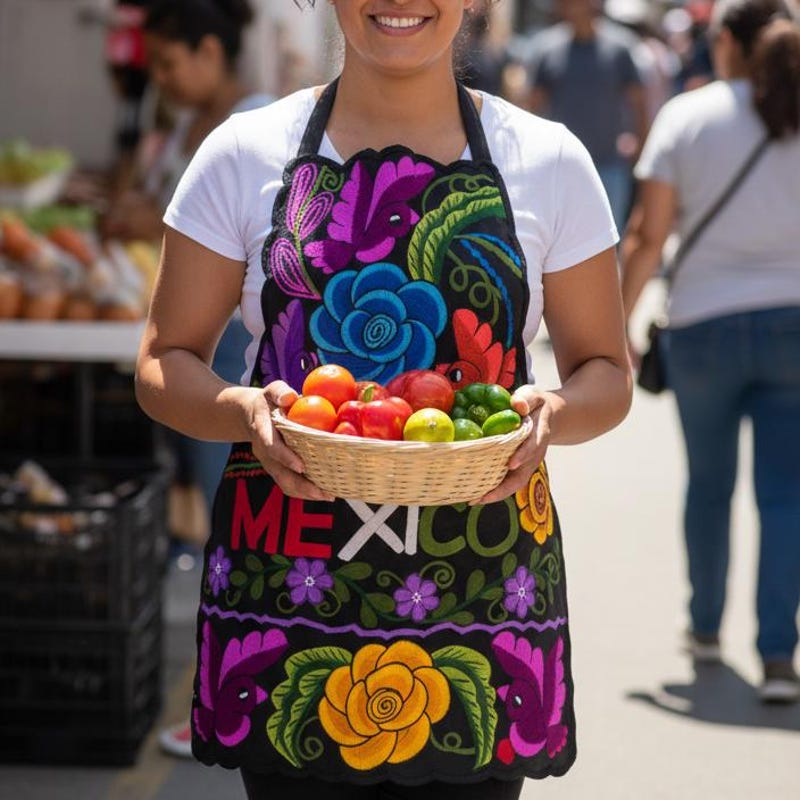 Mexican Embroidered Apron - Etsy