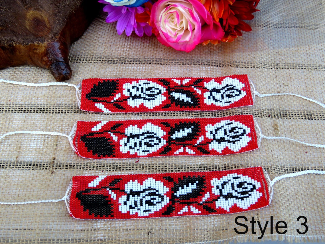 Roses Beaded Anklets//la Rosa Mexican Anklet//beaded Huichol - Etsy