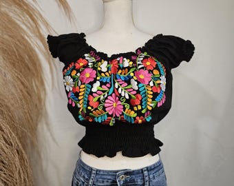 Hand Embroidered Chiapaneca Blouse. Colorful Mexican Blouse ...
