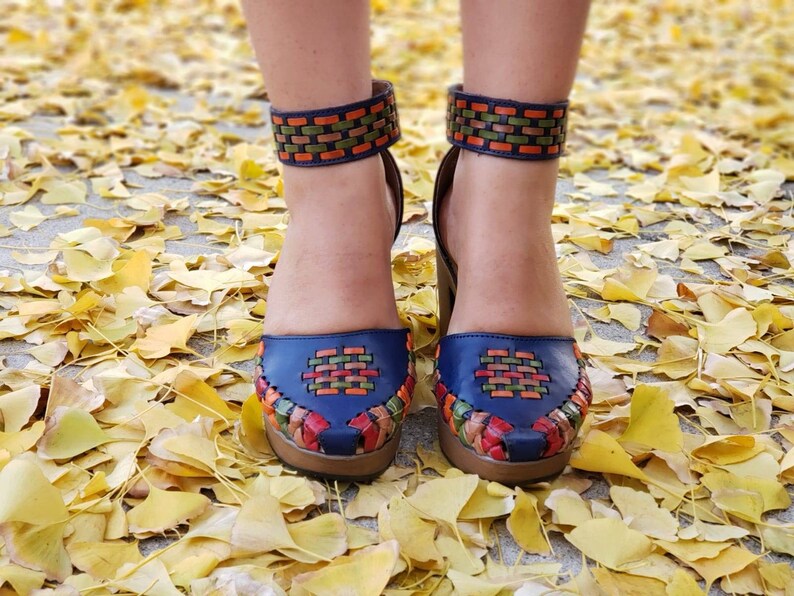 Azul High Heels/mexican Heels/mexican Huaraches//huarache - Etsy