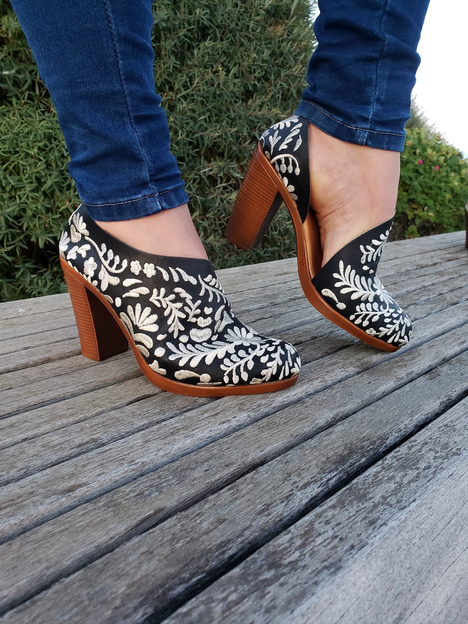 Stella Embroidered Mexican Wedges/mexican Huarache//mexican - Etsy