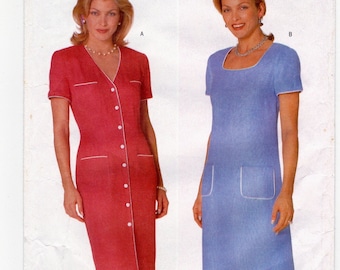 Butterick 4559 Vintage Sewing Pattern, Misses' Dress Button Front With ...