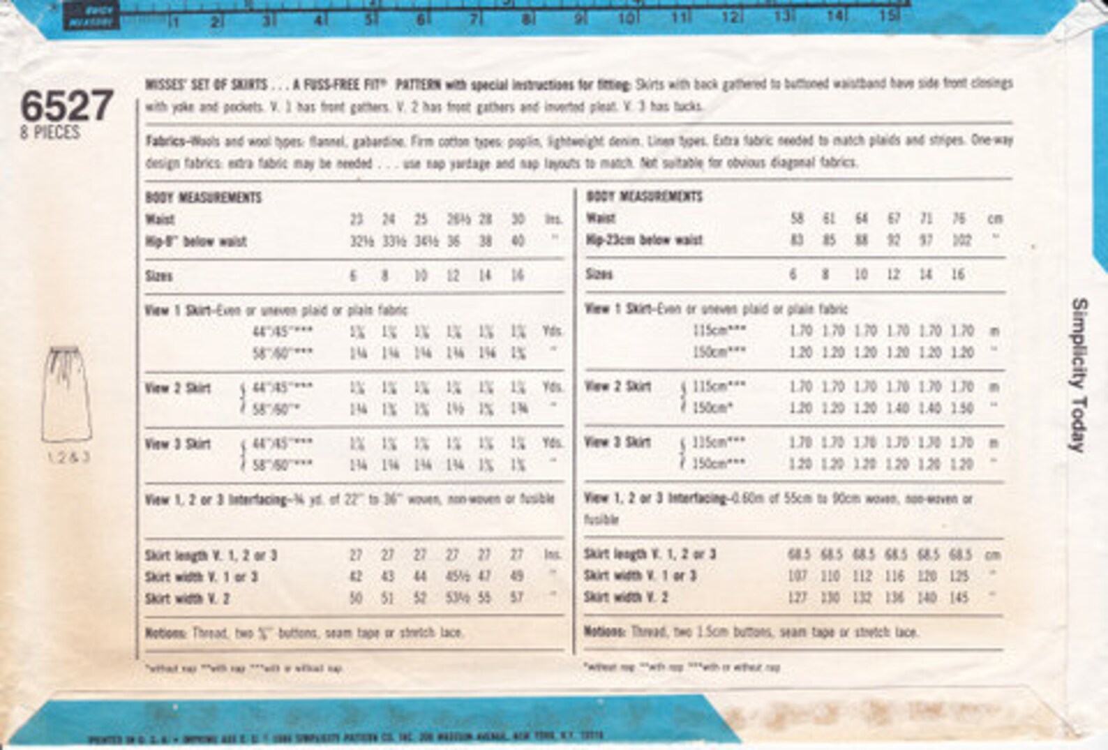 Simplicity 6527 Vintage Sewing Pattern Misses' Set of - Etsy