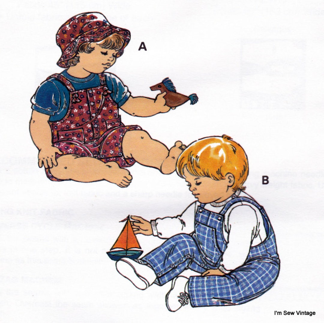 Kwik Sew 2568 Vintage Sewing Pattern, Baby Overalls, T-shirts & Hat ...
