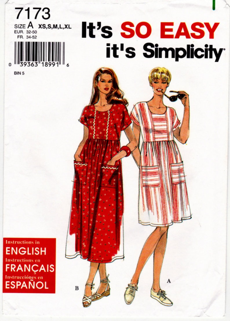 Simplicity 7173 Sewing Pattern Misses' Dress High - Etsy