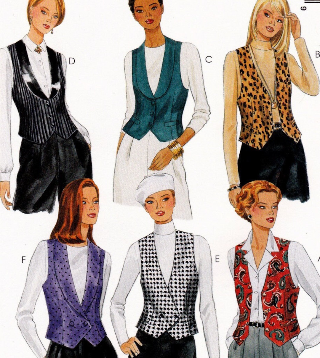 Mccall's 8429 Vintage Sewing Pattern, Misses' Lined Vests ~ Semi-fitted Set of Vests With ...