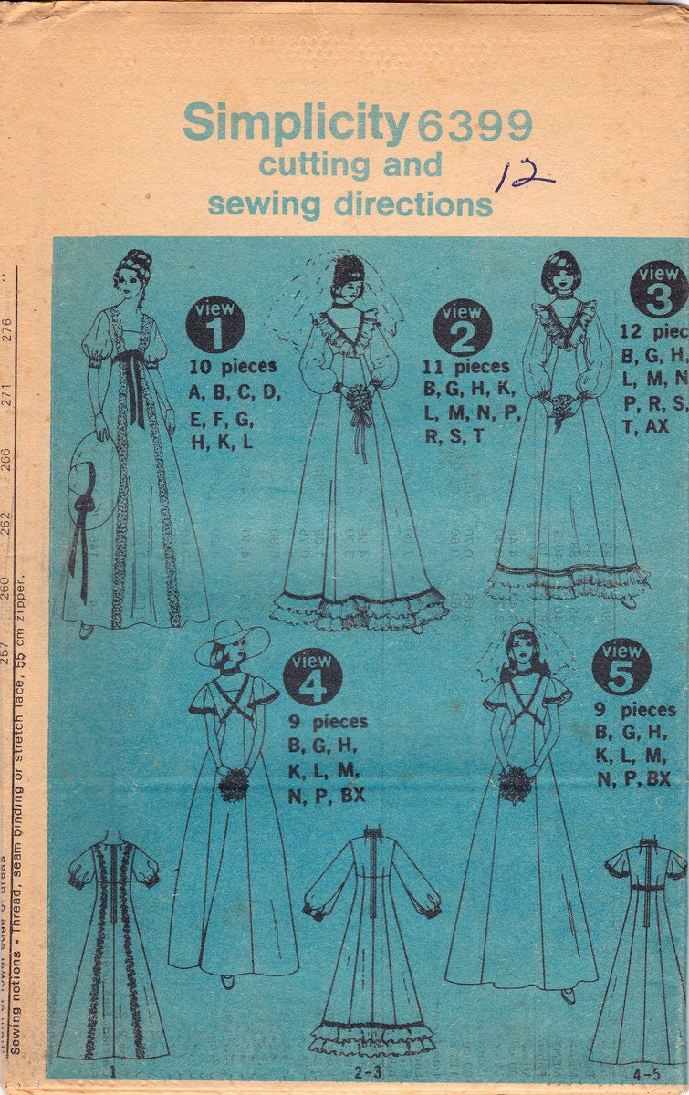 Simplicity 6399 Vintage Sewing Pattern, Misses Wedding & Bridesmaid ...
