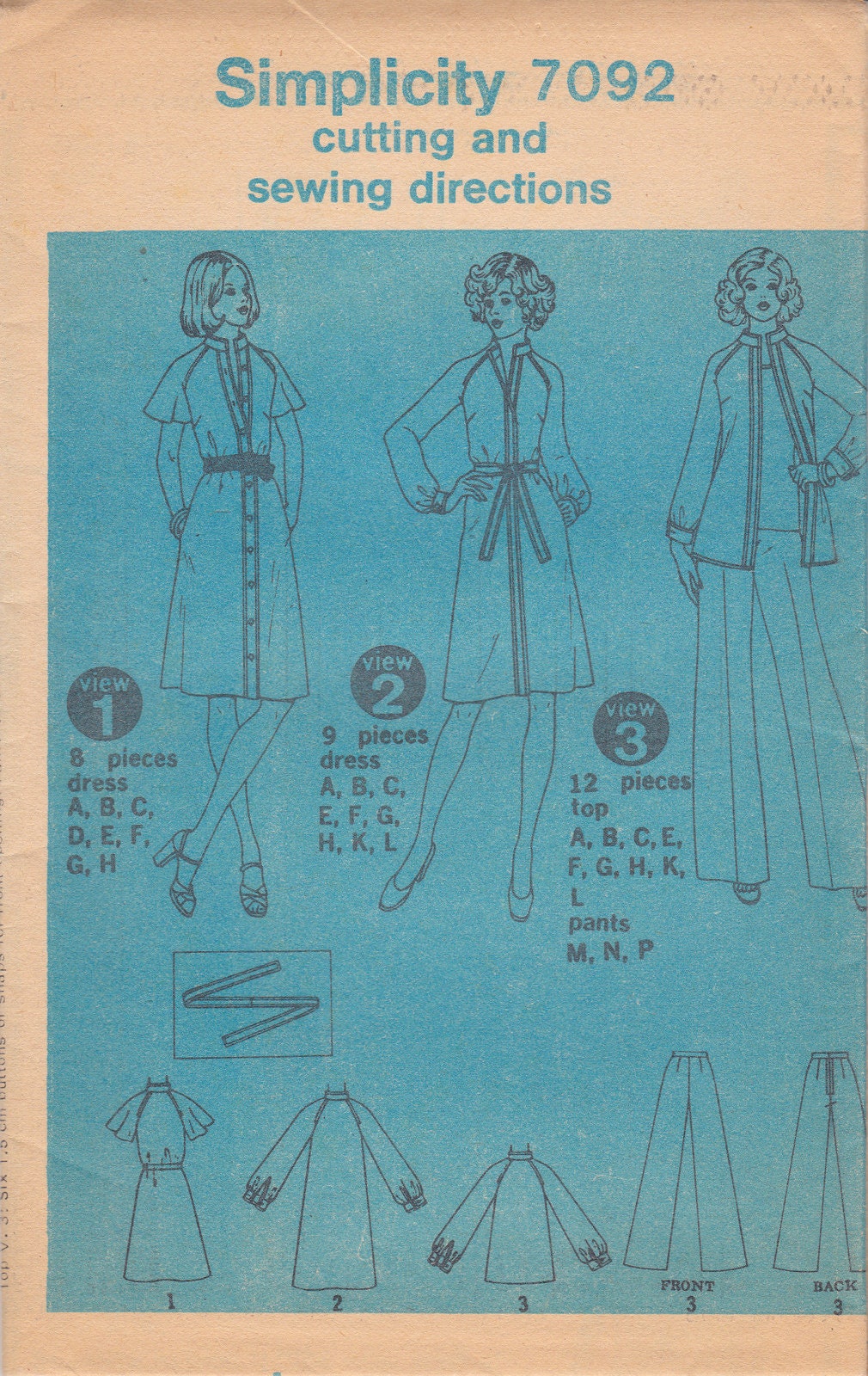 Simplicity 7092 Vintage Sewing Pattern Misses' Dress or - Etsy