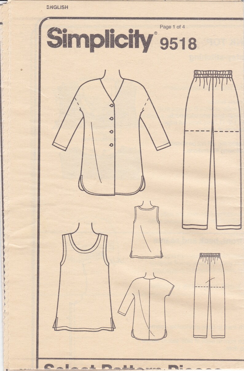 Simplicity 9518 Vintage Sewing Pattern, Misses' Separates Pants, Shorts ...