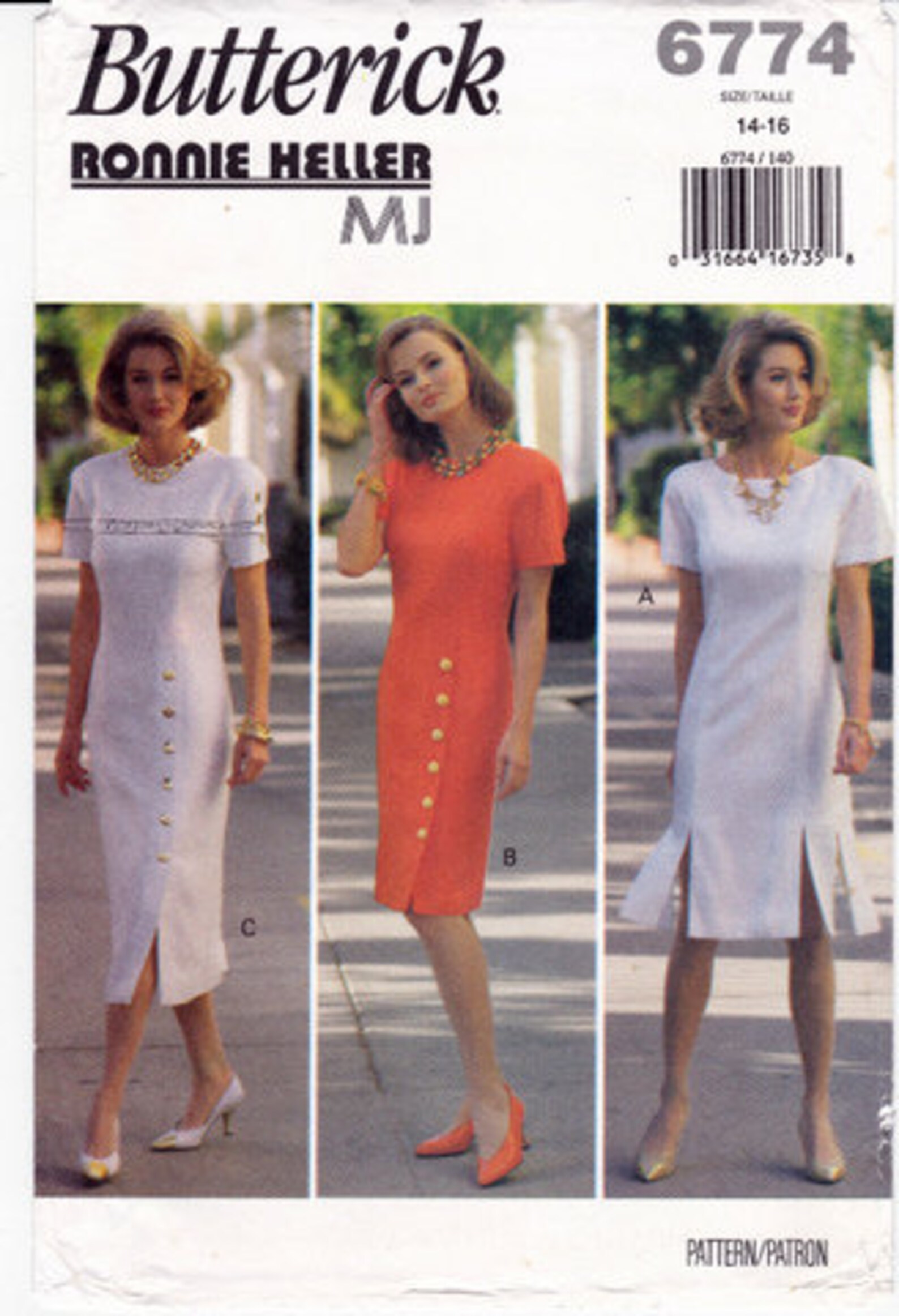 Butterick 6774 Vintage Sewing Pattern, Misses' Dress ~ Semi-fitted ...