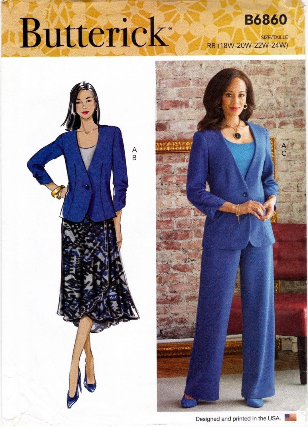 Butterick B6860 Sewing Pattern, Women's Suits ~ Jacket, Skirt & Pants ...