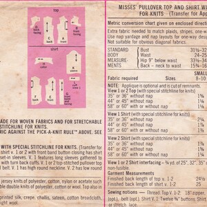 Simplicity 7114 Vintage Sewing Pattern Misses' Pullover | Etsy