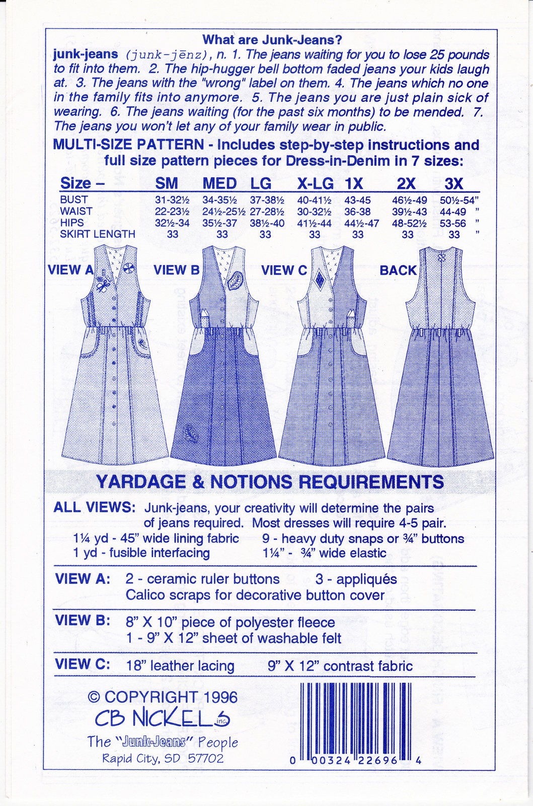 Junk Jeans DRS-1010 Vintage Sewing Pattern Create Dresses - Etsy