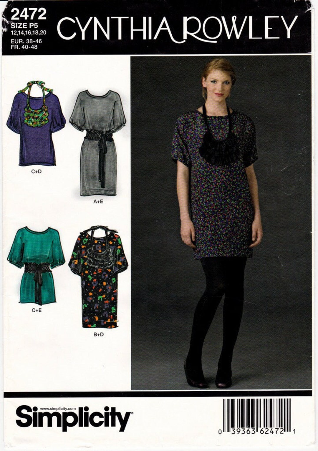 Simplicity 2472 Sewing Pattern, Misses Dress Tunic Bib Size 12-14 - Etsy