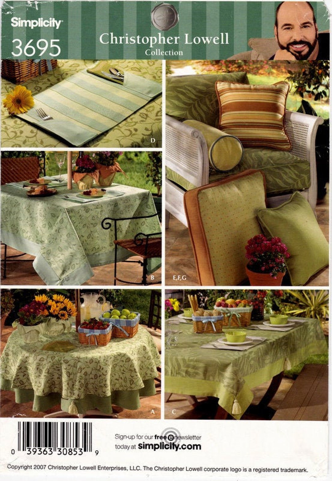 Simplicity 3695 Sewing Pattern ~ Outdoor Table Accessories, Christopher ...