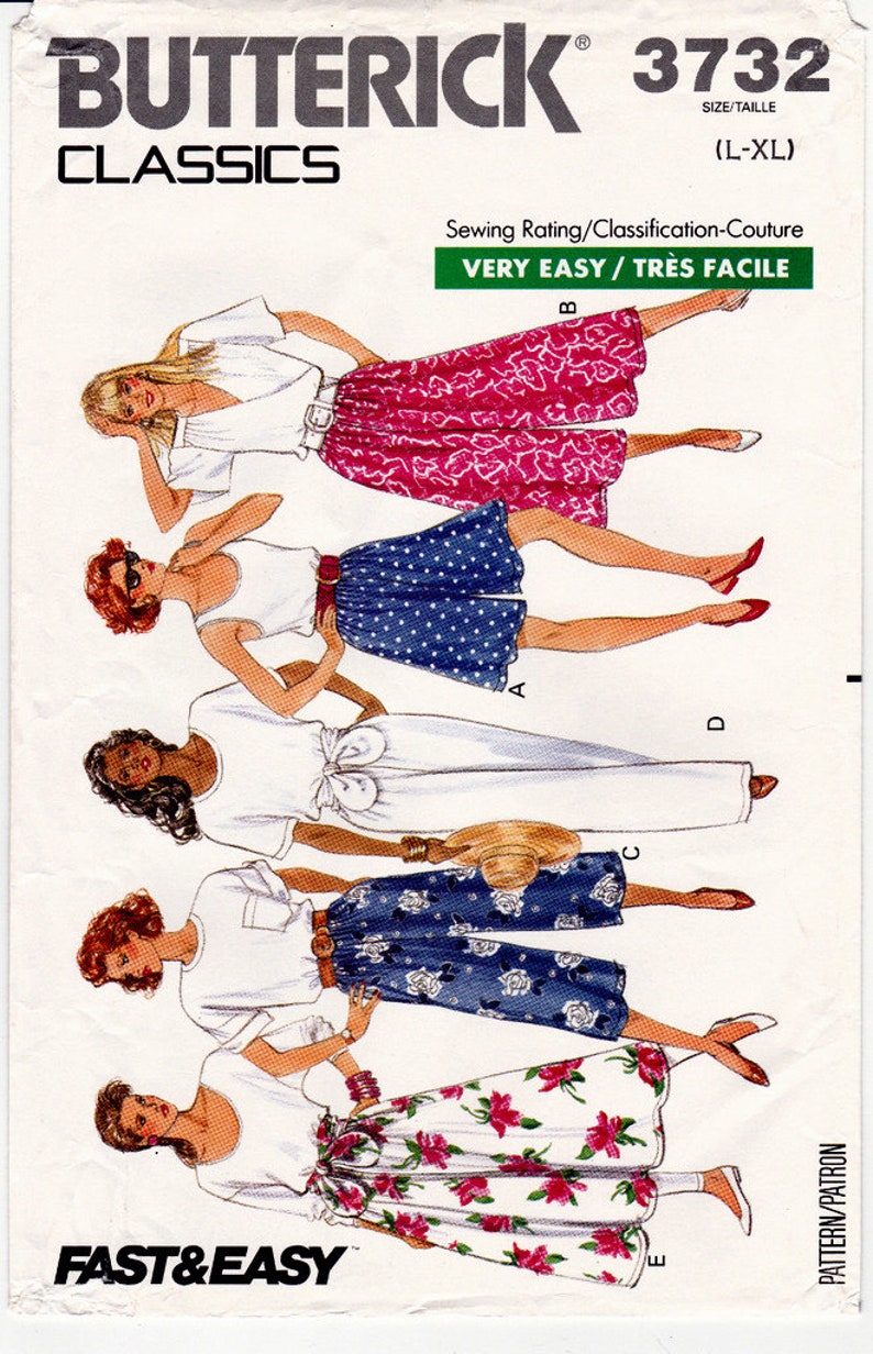 Butterick 3732 Vintage Sewing Pattern, Misses' Shorts, Culottes, Skirt ...
