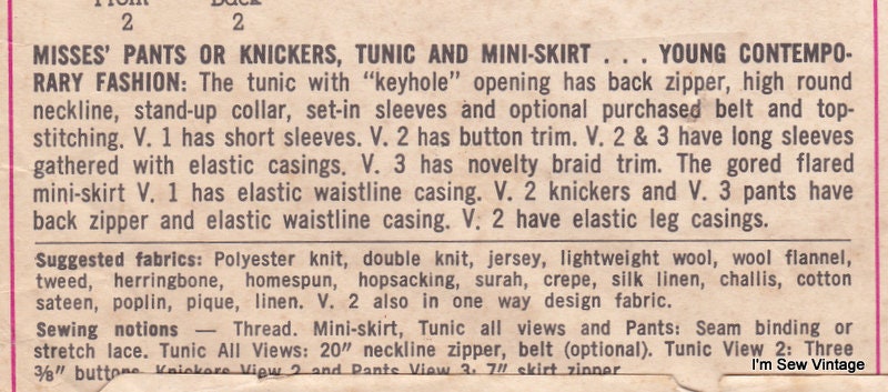Simplicity 9555 Vintage Sewing Pattern, Misses' Pants or Knickers ...