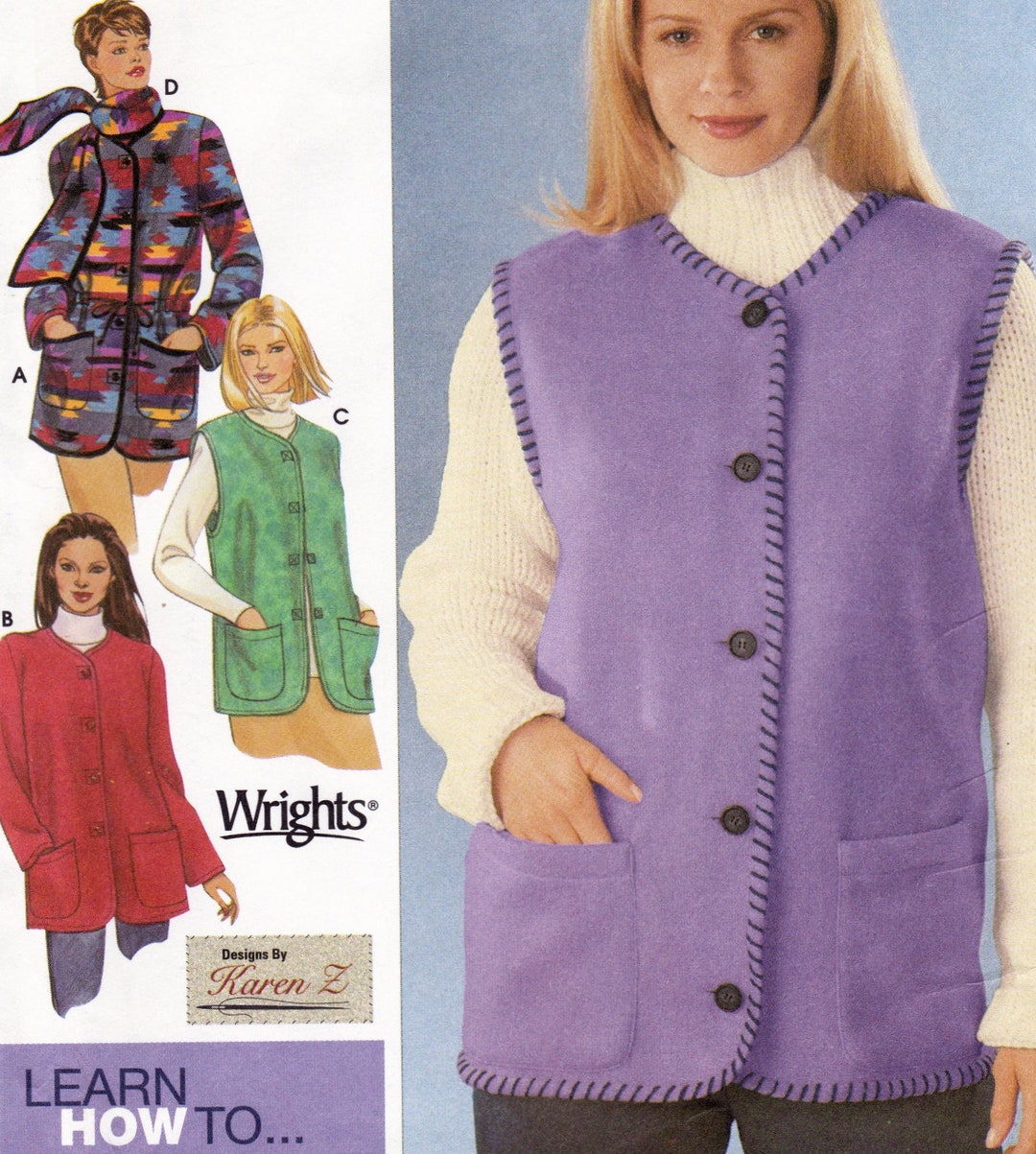Simplicity 9883 Sewing Pattern, Misses' Jacket in Two Lengths, Vest and ...