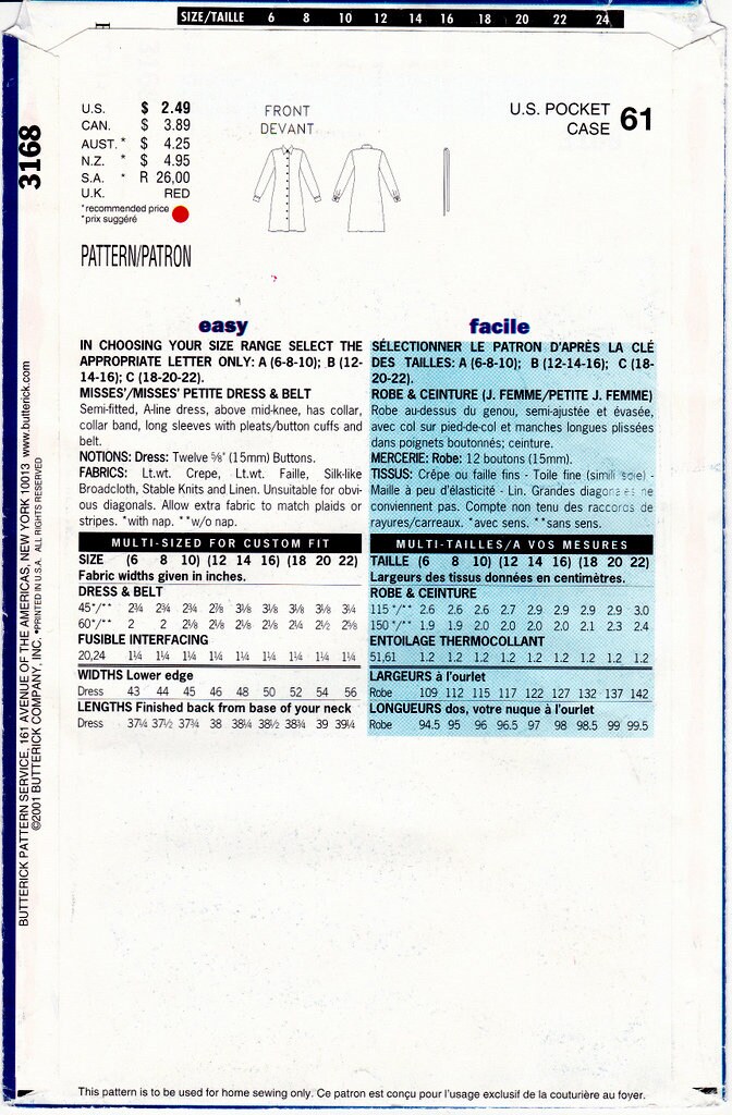 Butterick See & Sew 3168 Sewing Pattern, Misses'/misses' Petite Dress ...