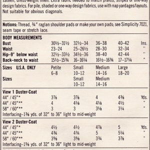 Simplicity 7898 Vintage Sewing Pattern, Misses' Duster, Misses ...