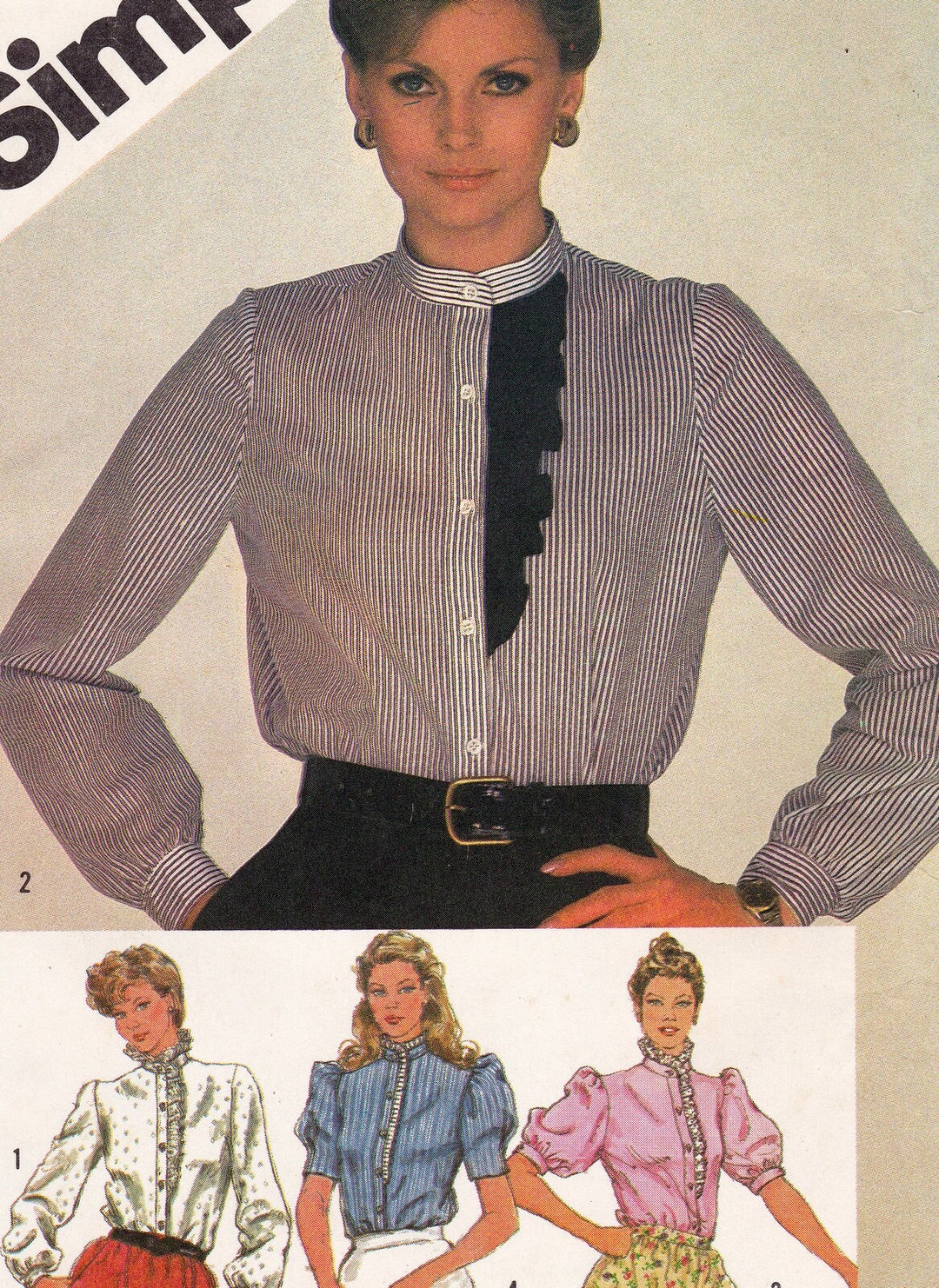 Simplicity 6439 Vintage Sewing Pattern, Misses' Shirts With Sleeve ...