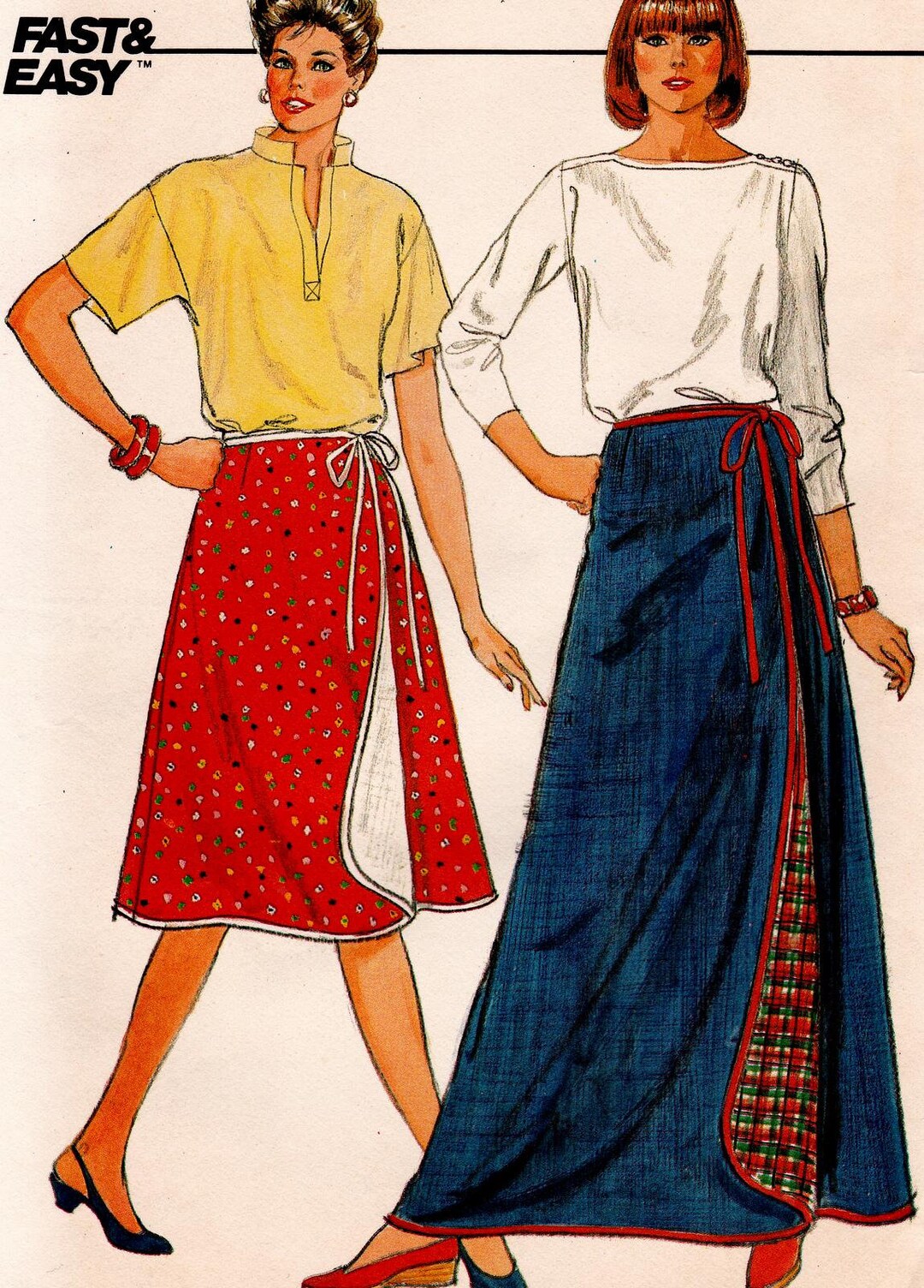 Butterick 6307 Sewing Pattern, Misses' Skirt Front Wrap Skirt, Mid Knee ...
