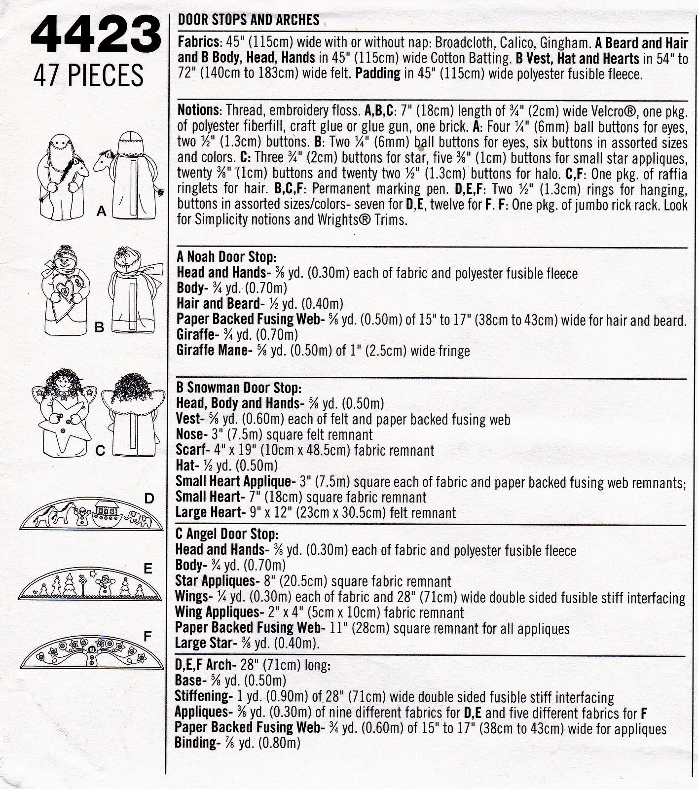 Simplicity 4423 Crafts Pattern Seasonal Door Stops & Arches - Etsy