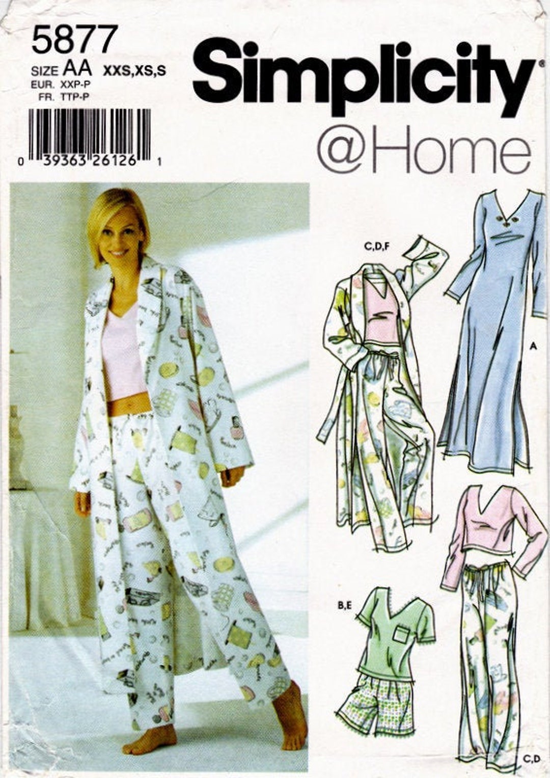 Simplicity 5877 Sewing Pattern, Misses' Sleepwear, Robe & Knit ...