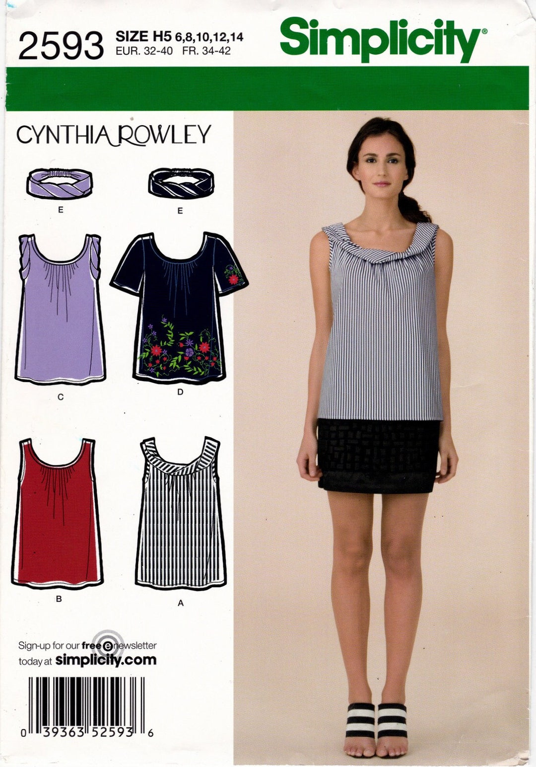 Simplicity 2593 Sewing Pattern, Misses' Tops With Neckline Variations ...