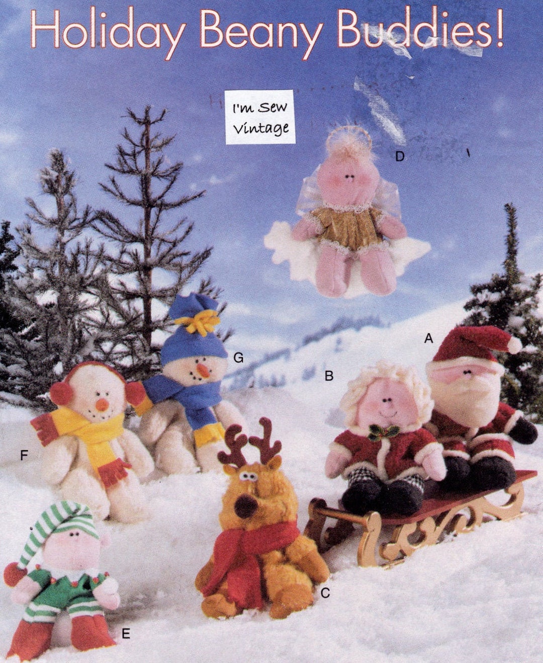 Butterick 5731 Crafts Sewing Pattern, Holiday Beany Friends Patterns ...