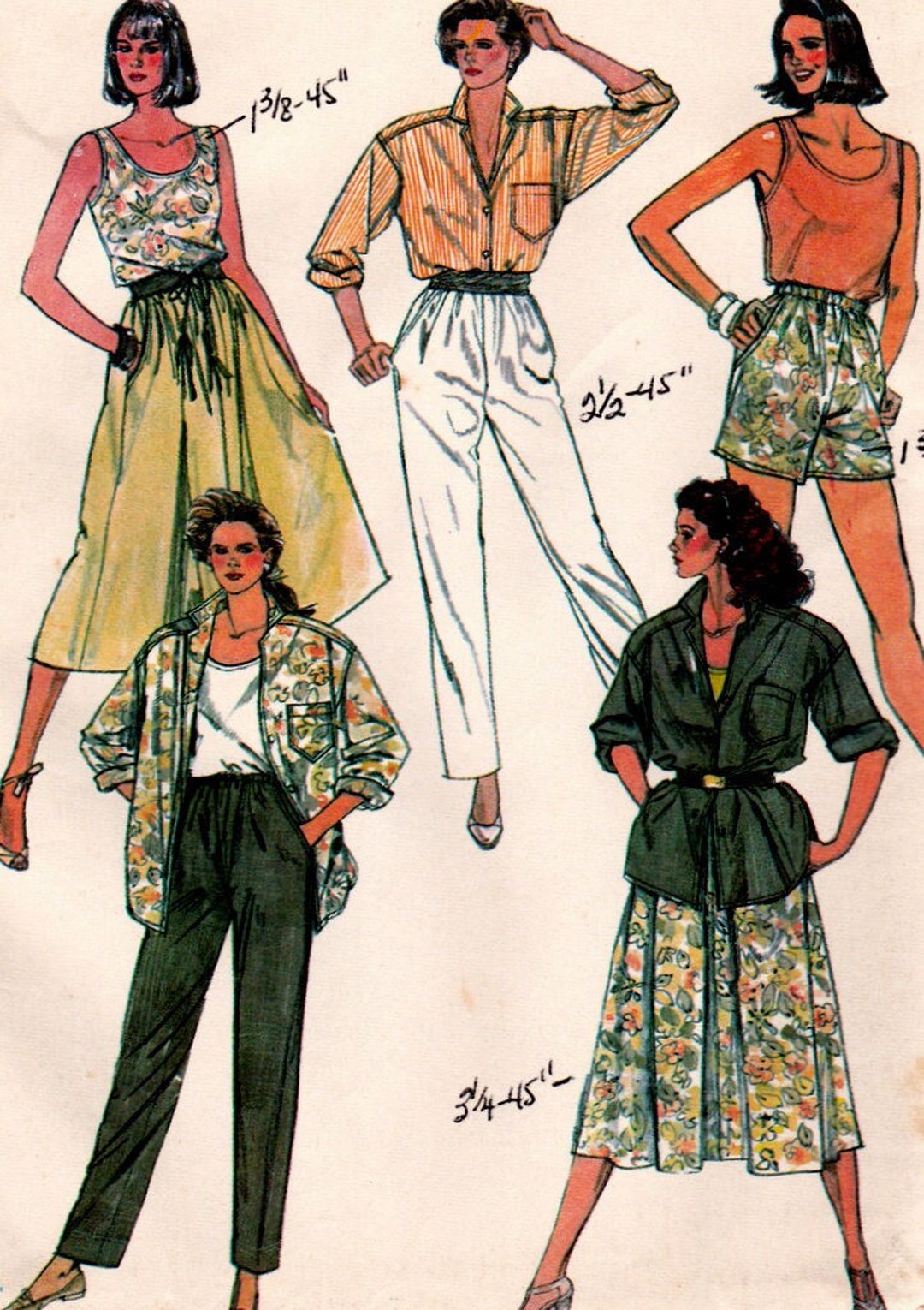 Simplicity 7363 Vintage Sewing Pattern, Misses' Skirt, Pants or Shorts ...