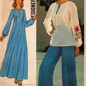 Simplicity 6927 Vintage Sewing Pattern, Misses' Caftan or Top and Wide ...