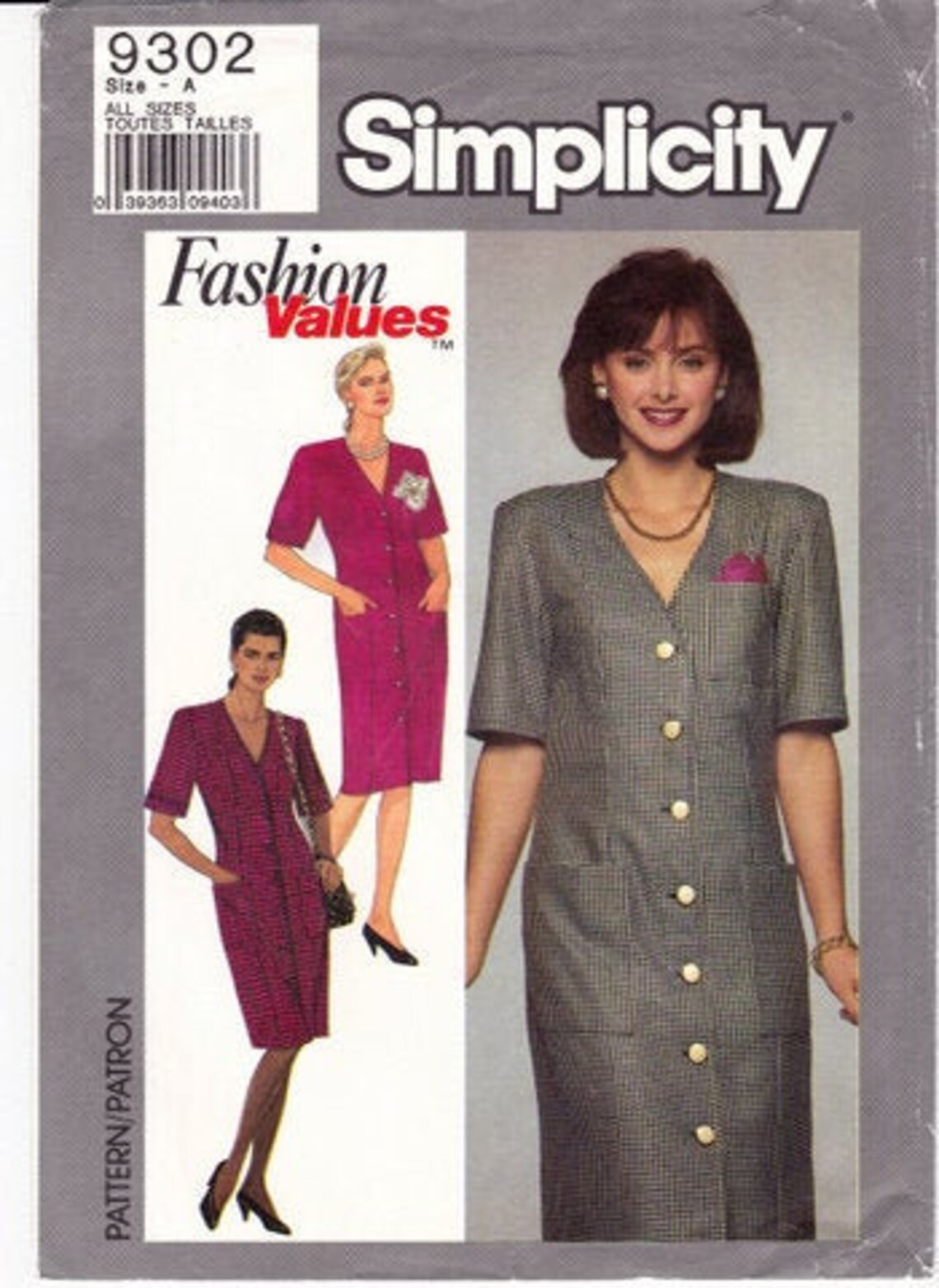 Simplicity 9302 Vintage Sewing Pattern Misses'/miss - Etsy