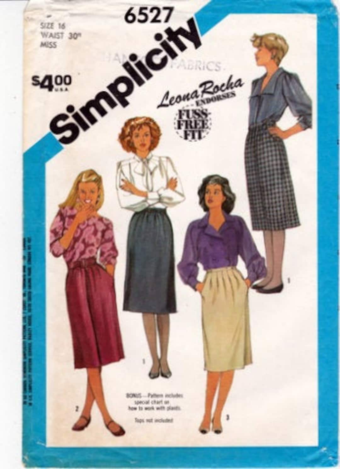 Simplicity 6527 Vintage Sewing Pattern, Misses' Set of Skirts 'fuss ...