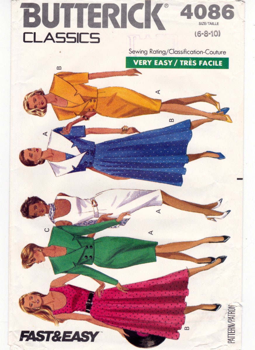 Butterick 4086 Vintage Sewing Pattern, Misses' Jacket and Dress ~ 'fast ...