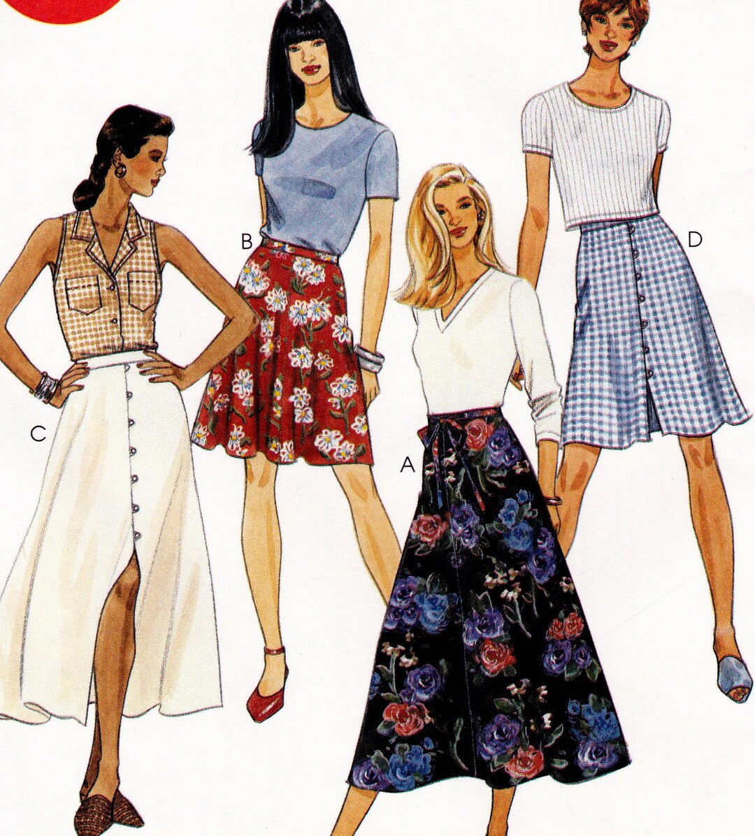 Mccall's 8160 Vintage Sewing Pattern, Misses' Skirt in Two Lengths '2 ...